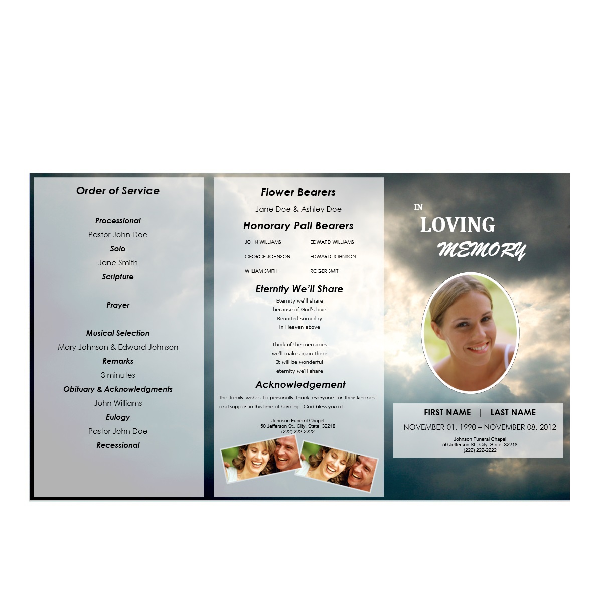 Free Tri Fold Funeral Program Template